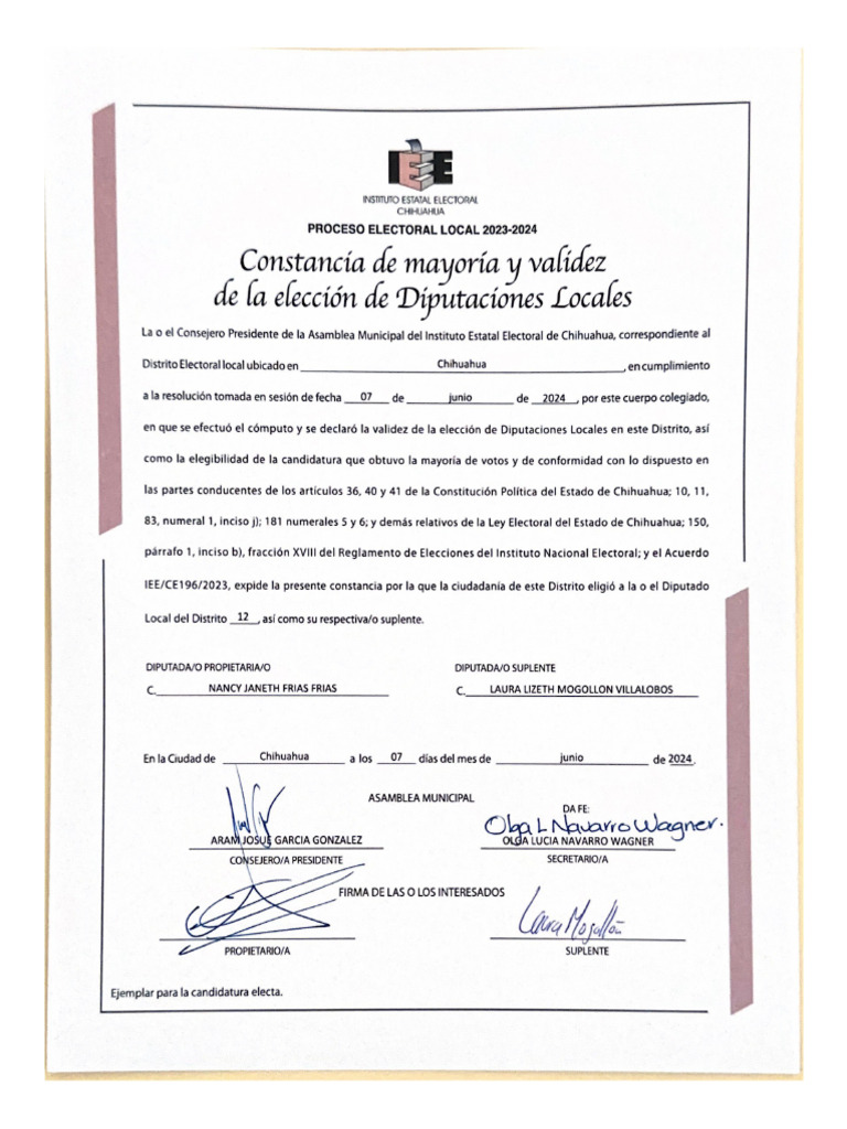 Constancia de mayoría y validez (1) | PDF