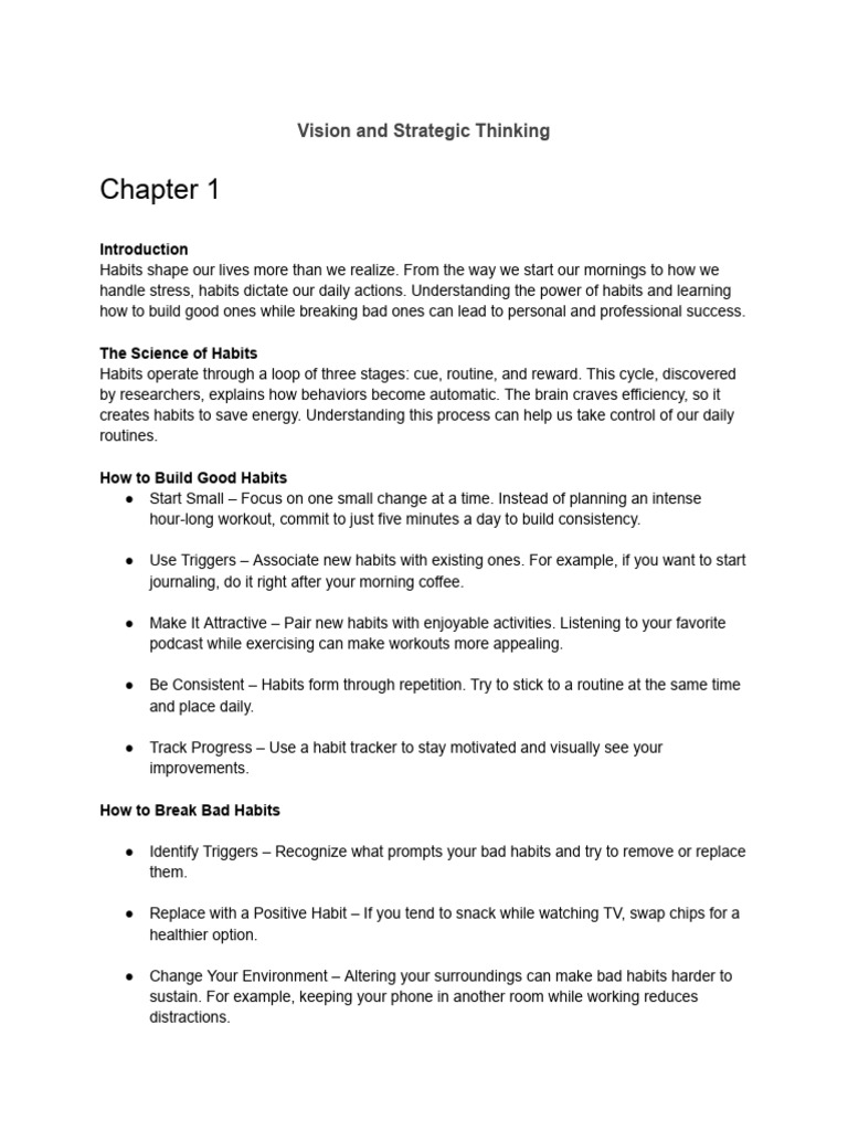 Vision and Strategic Thinking | PDF | Habits | Time Management
