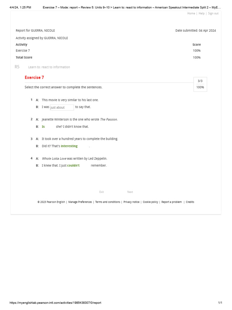 Exercise 7 – Mode_ Report – Review 5_ Units 9–10 _ Learn To_ React to Information – American ...
