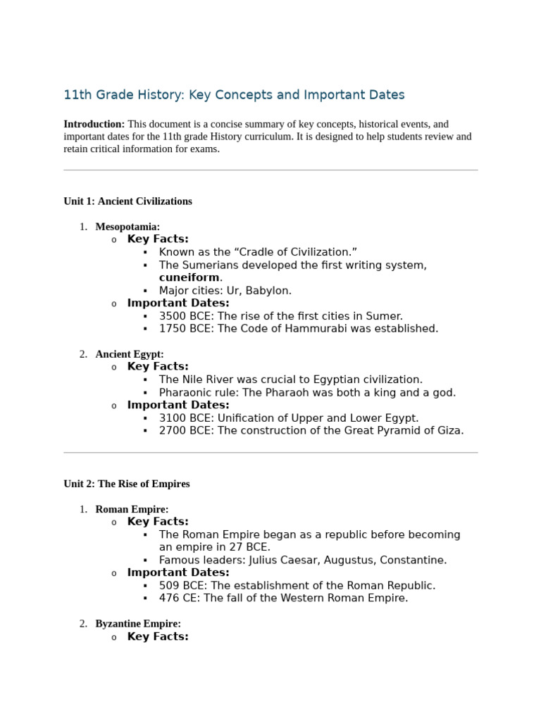 History 11th Grade | PDF