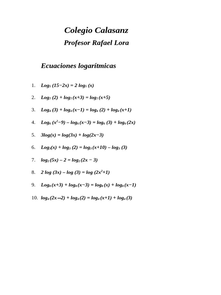 ecuaciones-logaritmicas | PDF