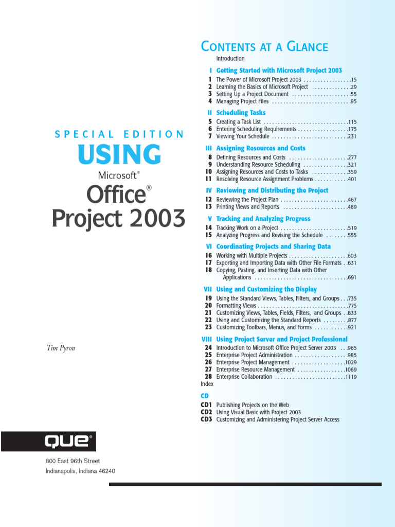 QUE - Special Edition - Using MS Office Project 2003 | PDF | Computing | Software