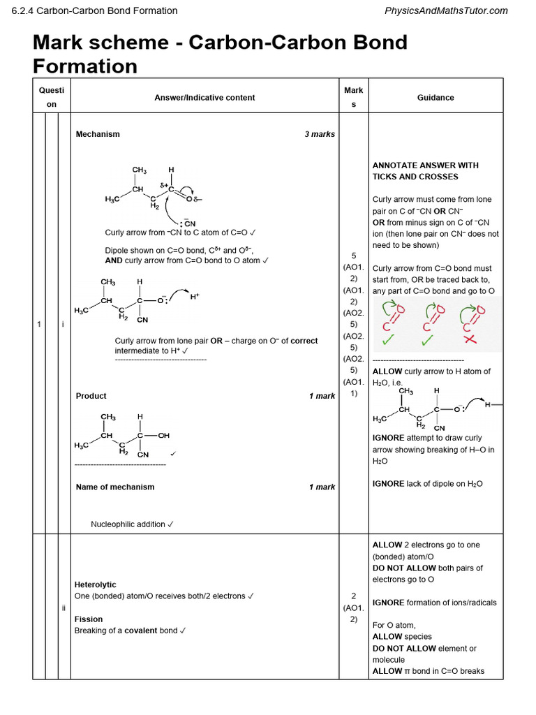 6.2.4 Carbon-Carbon Bond Formation MS | PDF | Chemical Bond | Acid