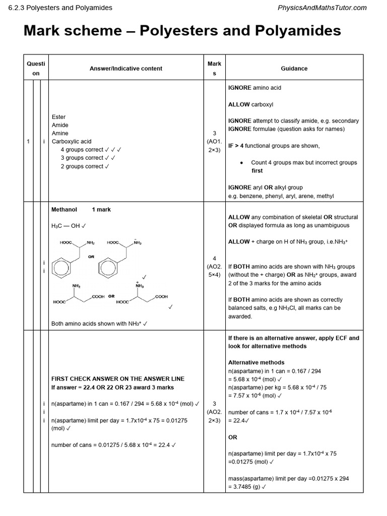 6.2.3 Polyesters and Polyamides MS | PDF | Carboxylic Acid | Amine