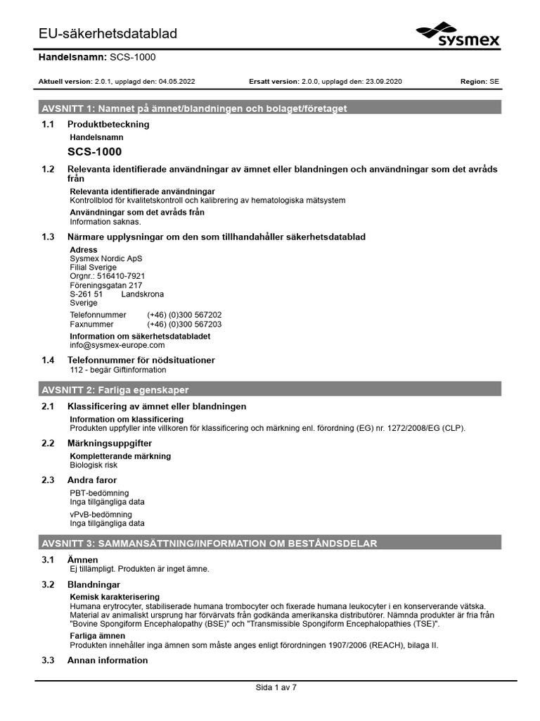 SCS-1000 648269 SDS SE SV | PDF