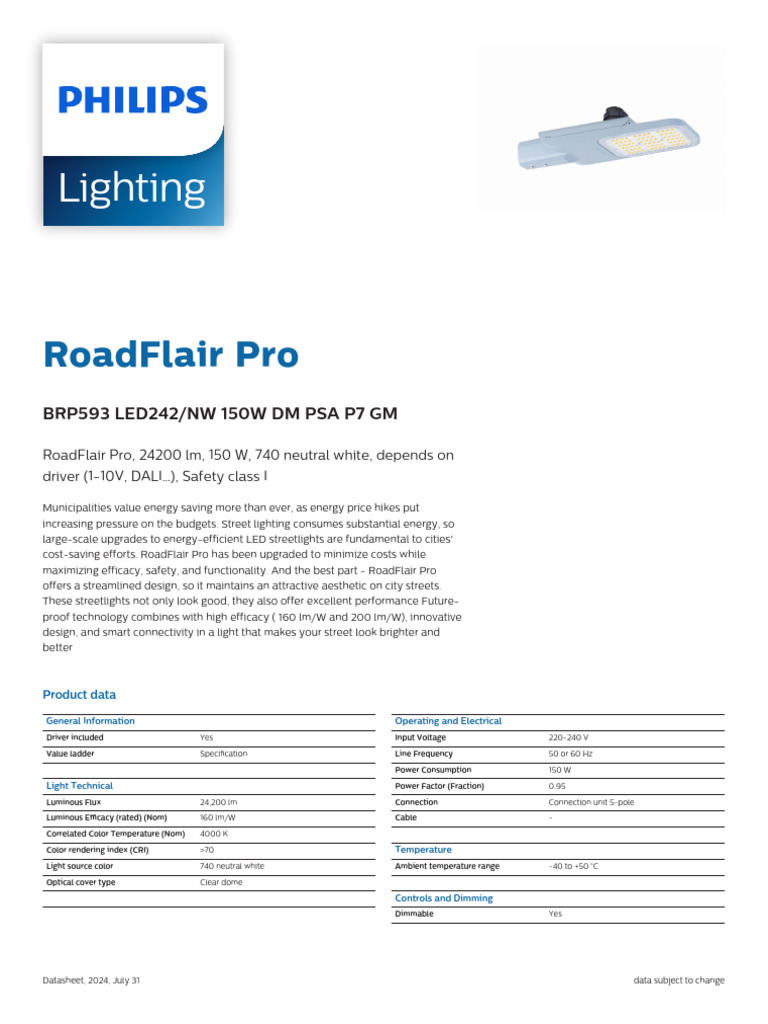 BRP593 Led242-Nw 150W DM Psa P7 GM | PDF | Lighting | Light