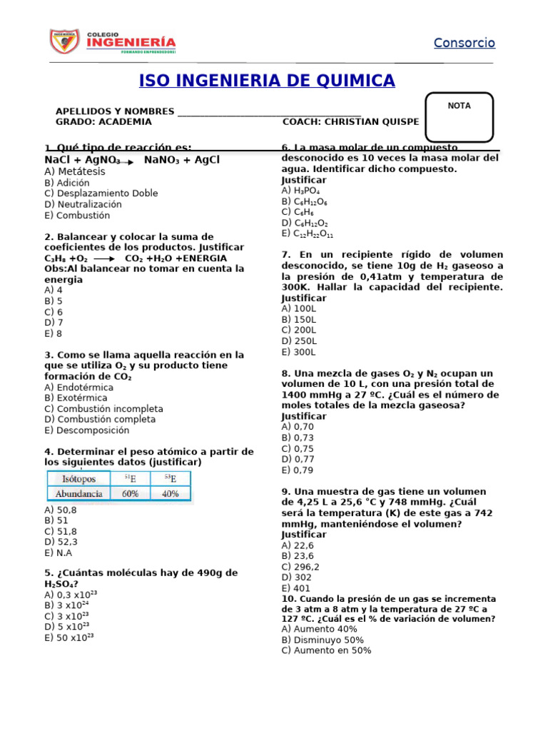 ISO QUIMICA Academia IIIB | PDF | Materiales | Materiales transparentes
