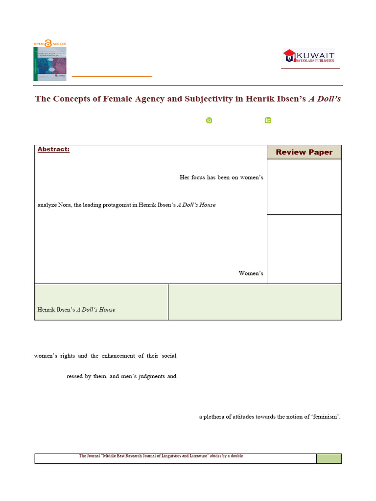 Ibsen's A Doll's House: Female Agency Explored | PDF | Feminism ...