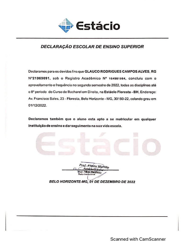 Comprovante de Escolaridade | PDF