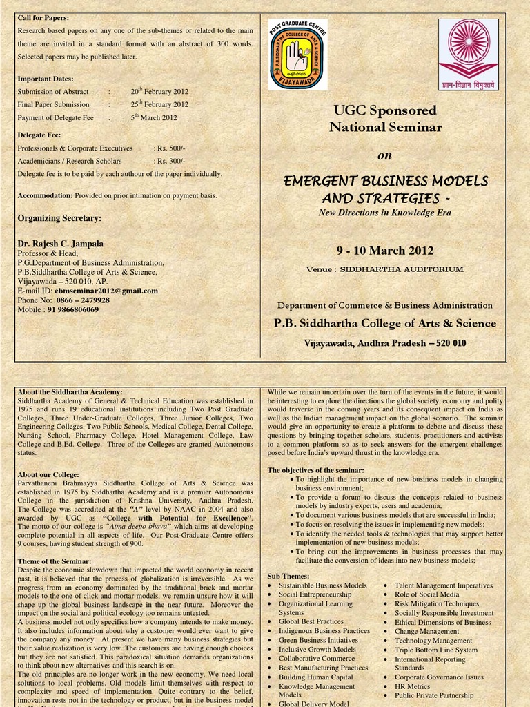UGC Seminar 9-10 March 12 | PDF | Sustainable Business | Business Model