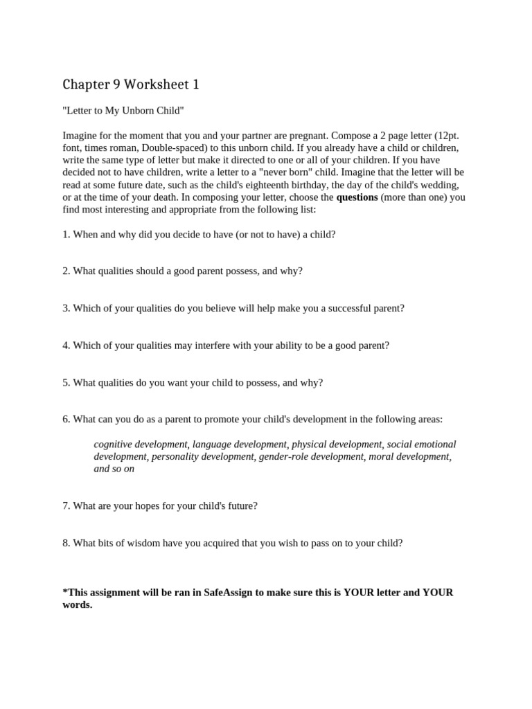 Chapter 9 Worksheet 1 | PDF