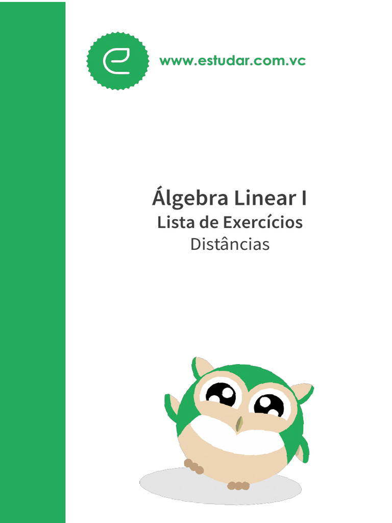 Álgebra Linear I Lista de Exercícios Distâncias | PDF