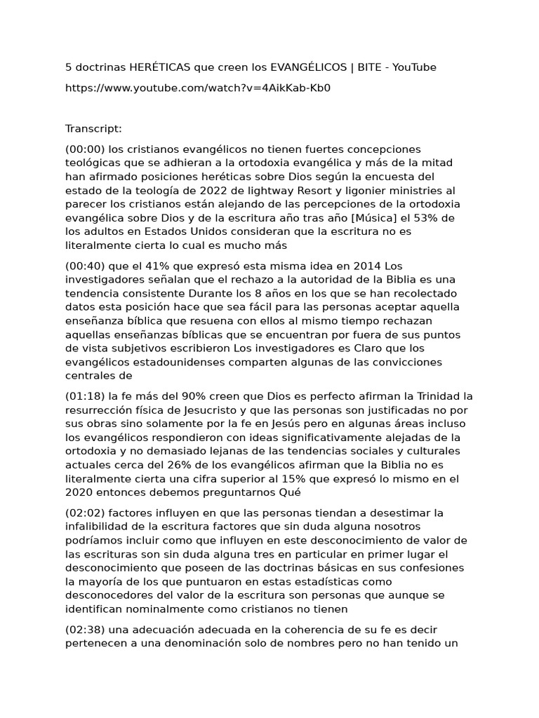 5 Doctrinas HERÉTICAS Que Creen Los EVANGÉLICOS BITE | PDF | espíritu ...