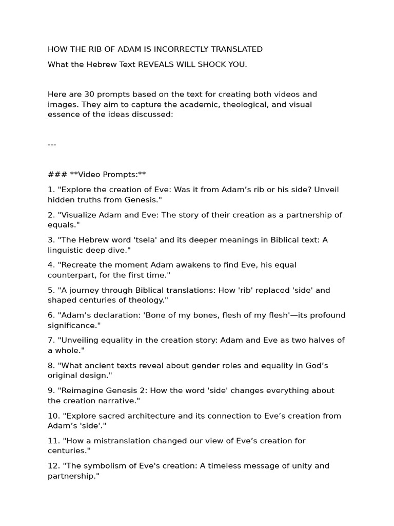 How The Rib of Adam Is Incorrectly Translated | PDF | Genesis Creation ...