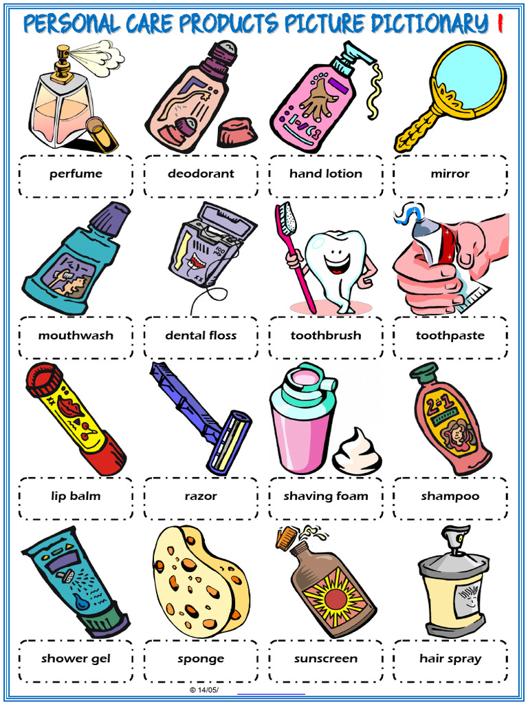 Personal Care Products Vocabulary Esl Picture Dictionary Worksheets For ...