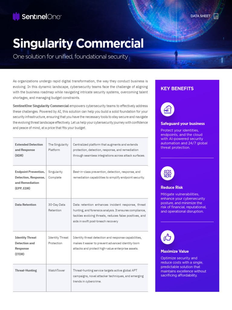 SentinelOne Singularity Commercial Overview | PDF | Computer Security | Security
