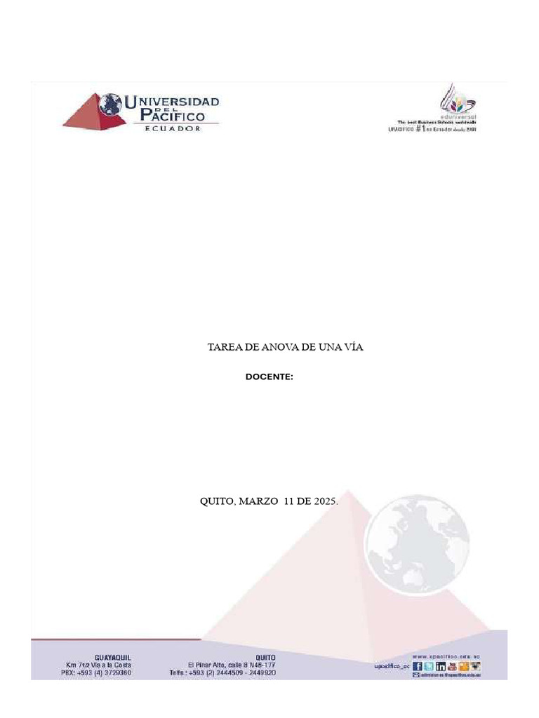 Tarea de ANOVA de Una Vía - Marcilianne Da Silva Santos | PDF