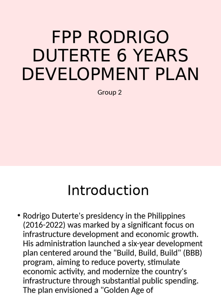 Duterte's 6-Year Development Plan Overview | PDF | Infrastructure ...