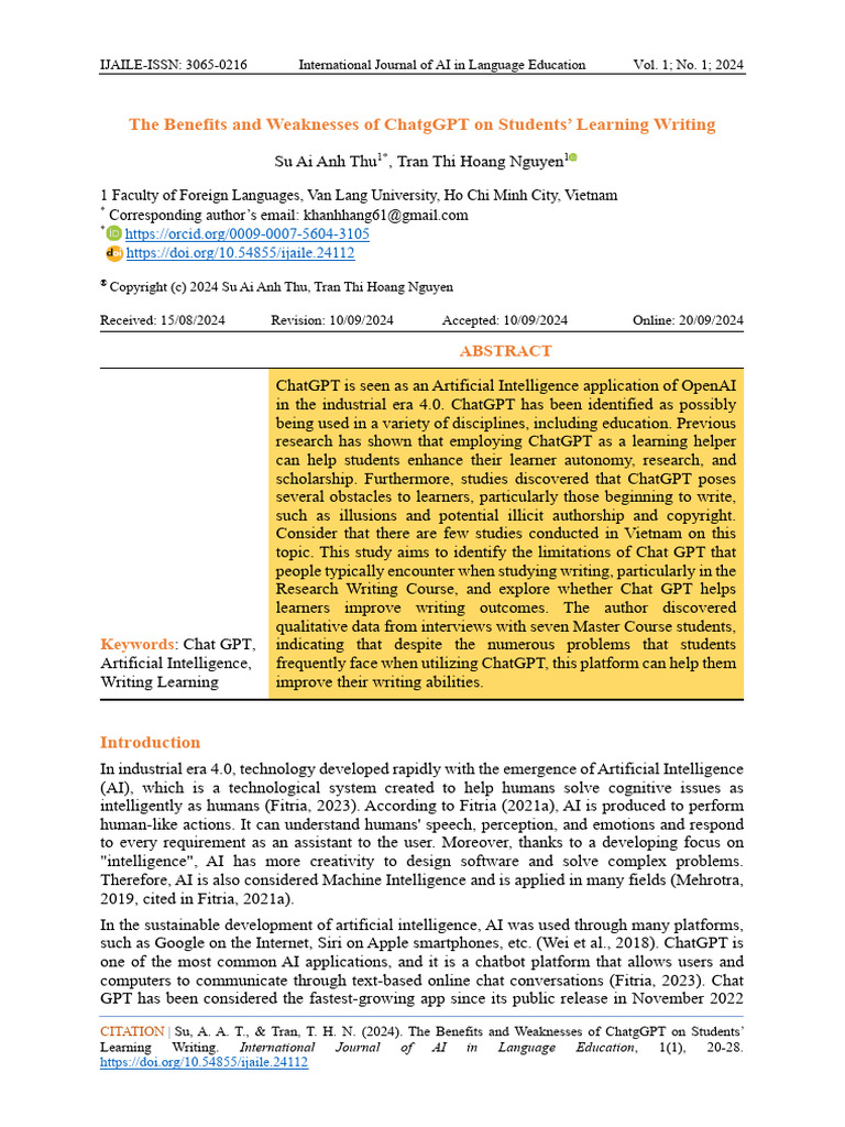 The Benefits and Weaknesses of ChatgGPT On Student | PDF | Artificial ...