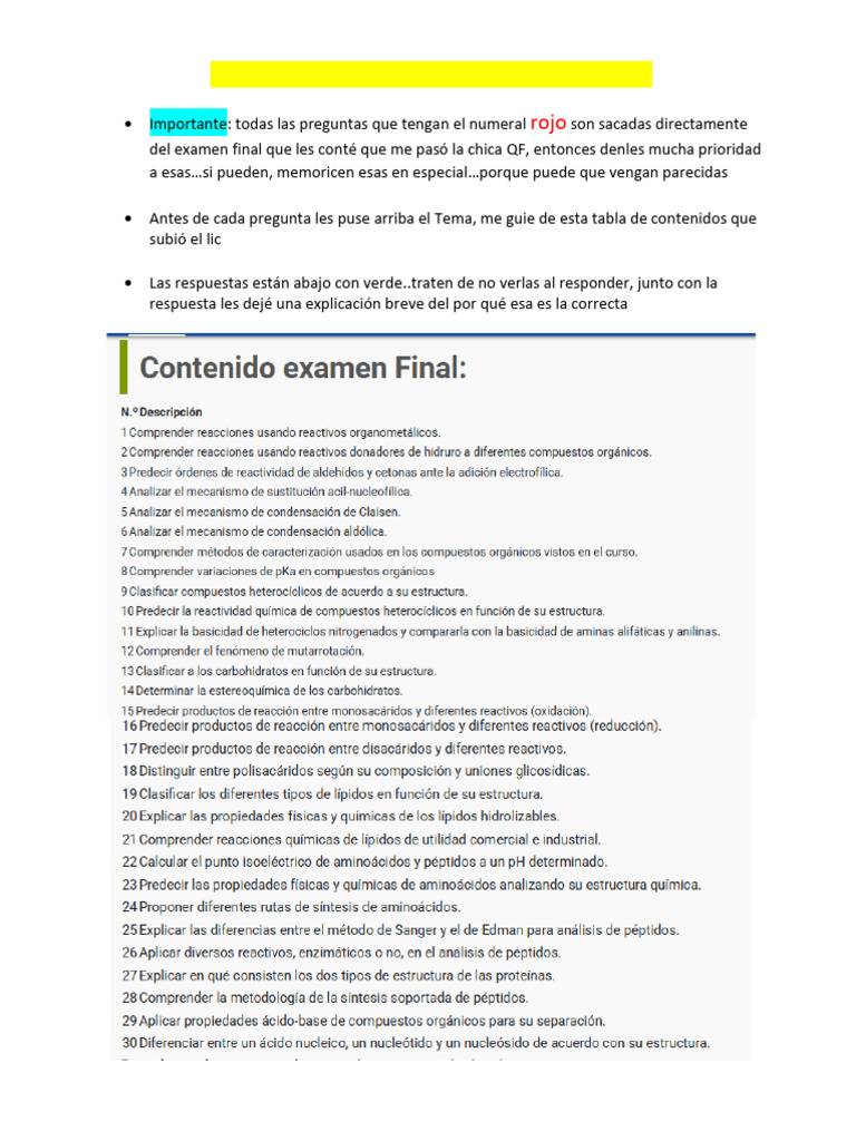 PREGUNTAS TEÓRICAS QOII | PDF | Nucleótidos | Péptido