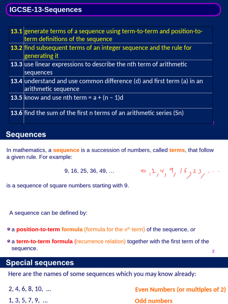 IGCSE-13-Sequences, 20-11-2022 | PDF | Sequence | Summation