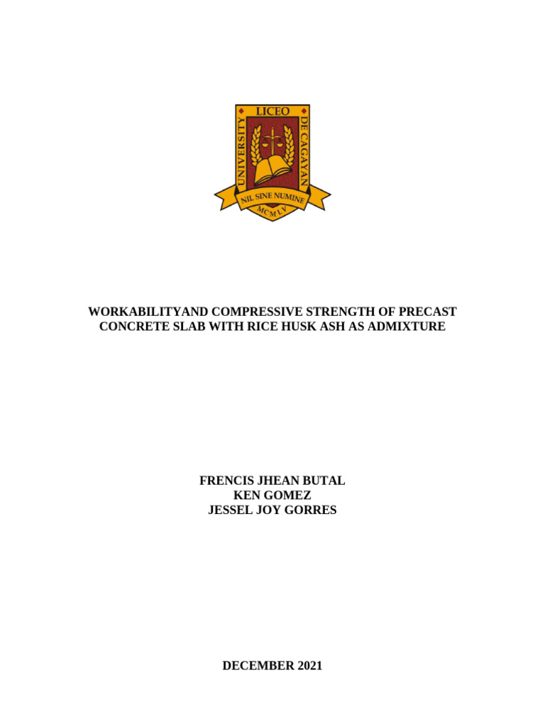 Workabilityand Compressive Strength of Precast Concrete Slab With Rice ...