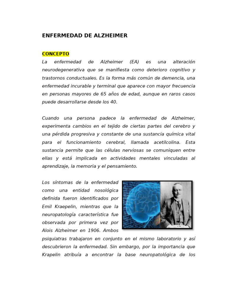 Comprendiendo la Enfermedad de Alzheimer | PDF | Enfermedad de ...