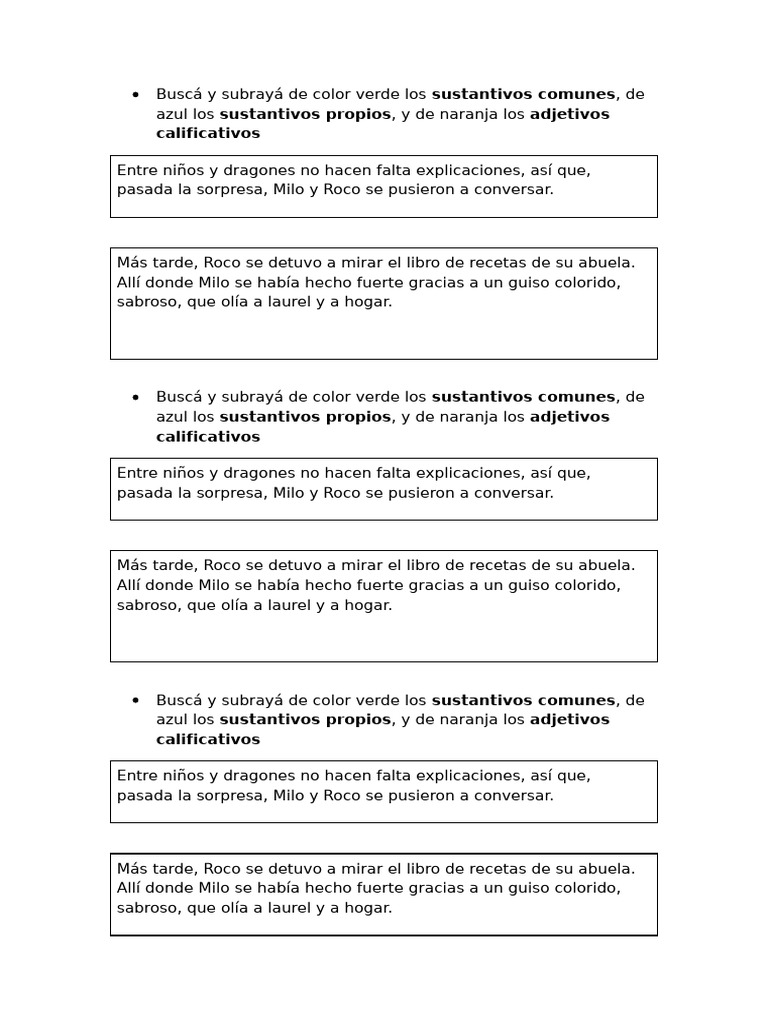 Buscá y Subrayá de Color Verde Los Sustantivos Comunes | PDF ...