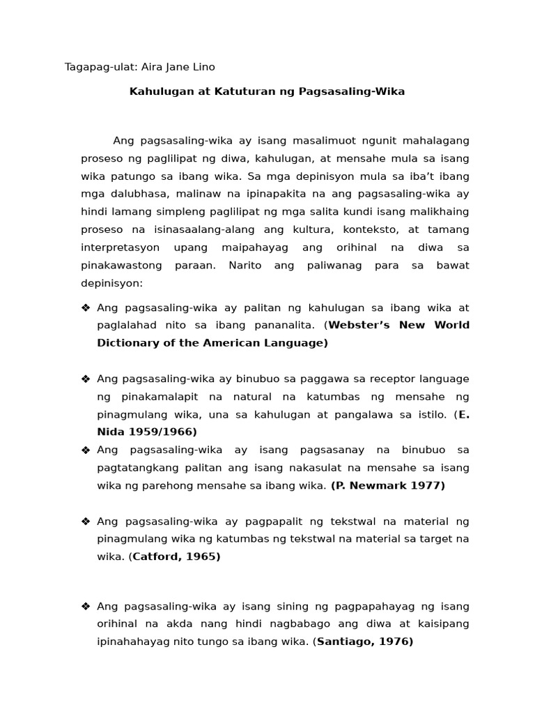 Pagsasaling-Wika | PDF