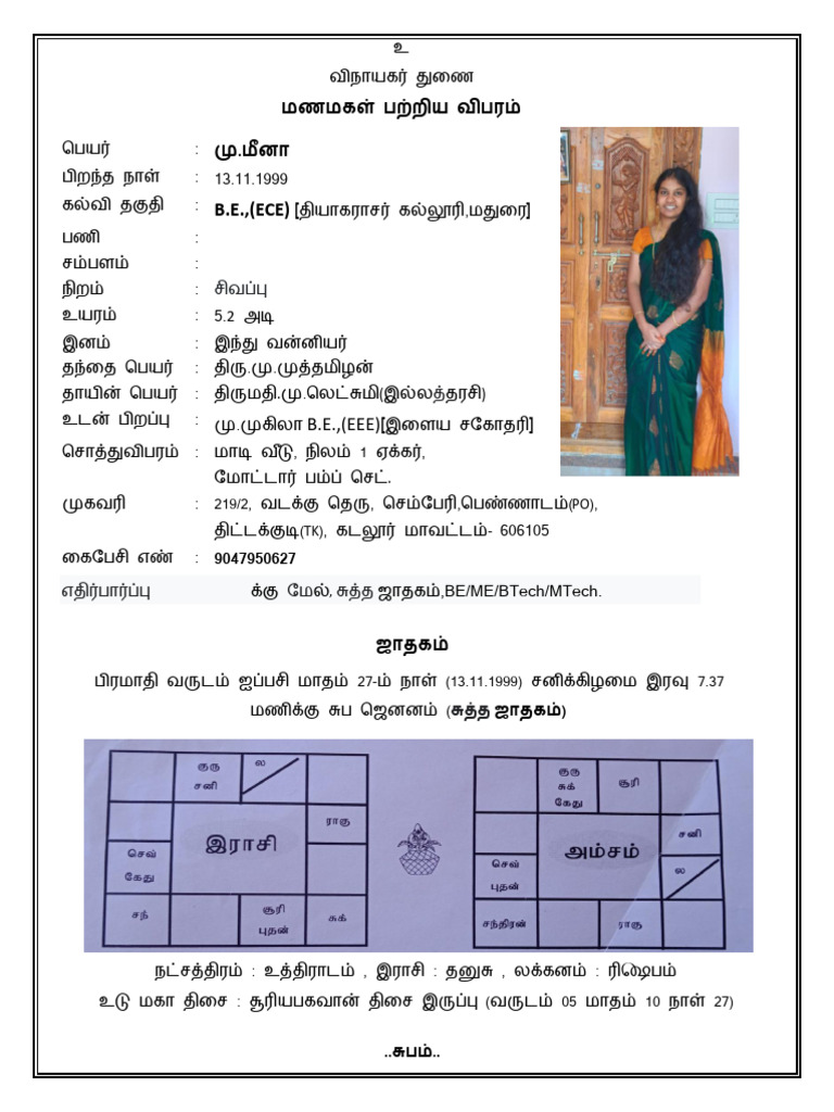 M.Meena Biodata | PDF