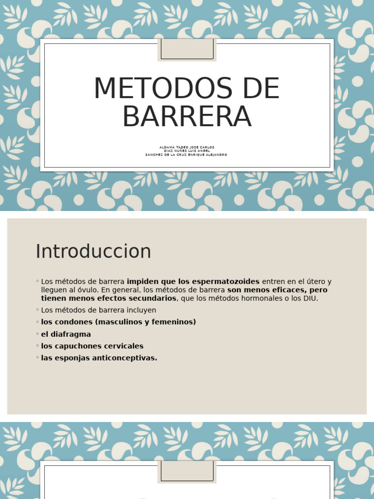 Metodos de Barrera | PDF | Condón | Control de la natalidad
