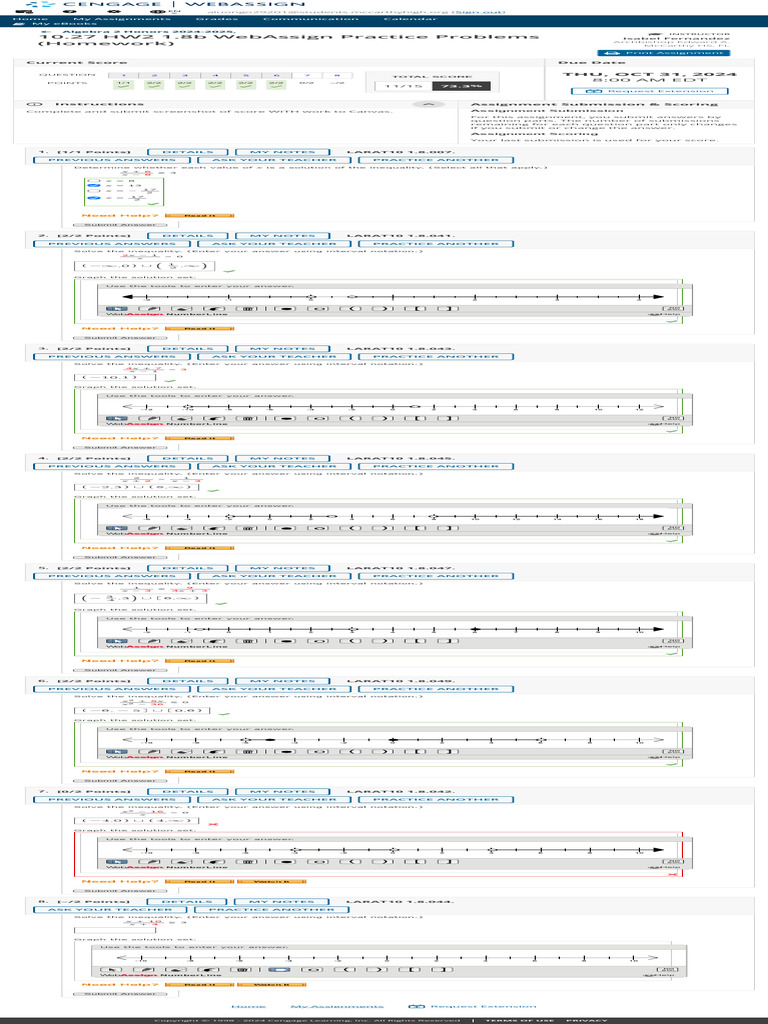 WebAssign Interval Notation Practice | PDF | Mathematics | Mathematical ...