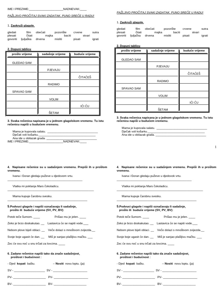 Pažljivo Pročitaj Svaki Zadatak. Puno Sreće U Radu! Pažljivo Pročitaj Svaki Zadatak. Puno Sreće ...