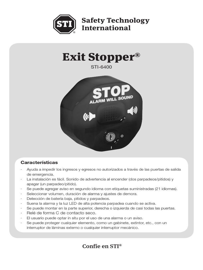 Alarma de Seguridad Exit Stopper STI-6400 | PDF | Electricidad ...