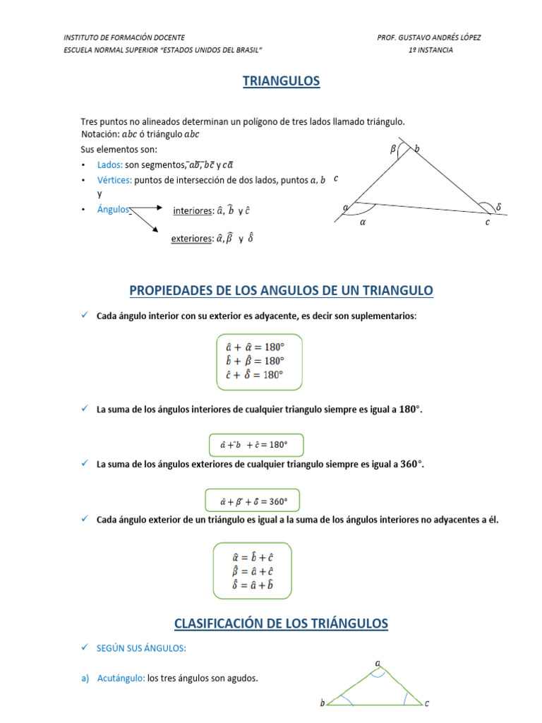 Propiedades y Clasificación de Triángulos | PDF | Triángulo | Ángulo