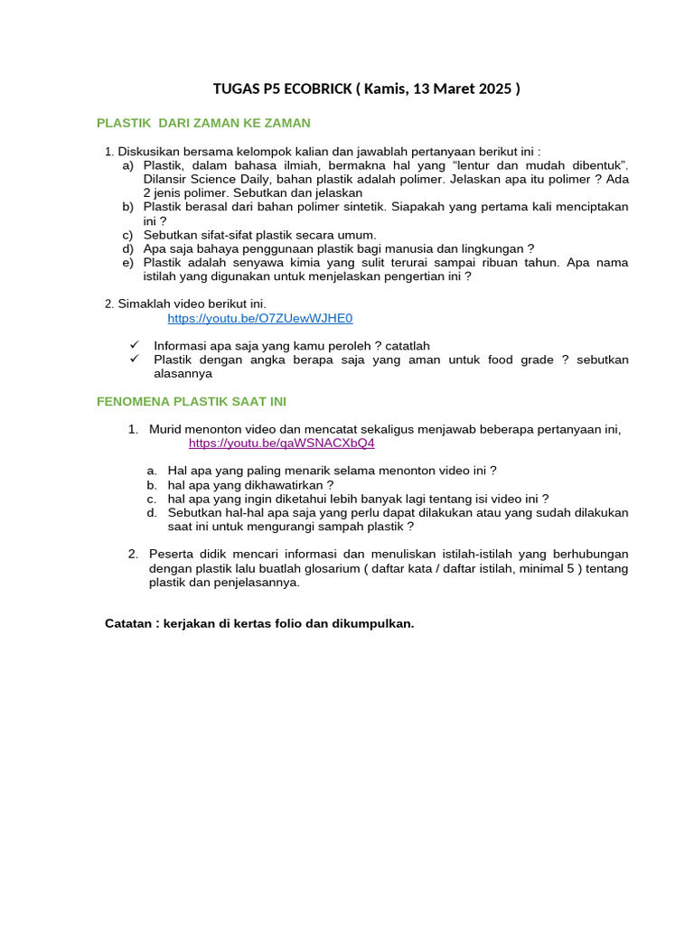 TUGAS P5 ECOBRICK | PDF