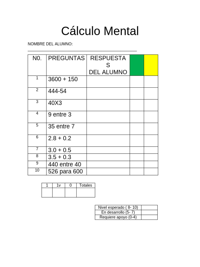 Cálculo Mental | PDF