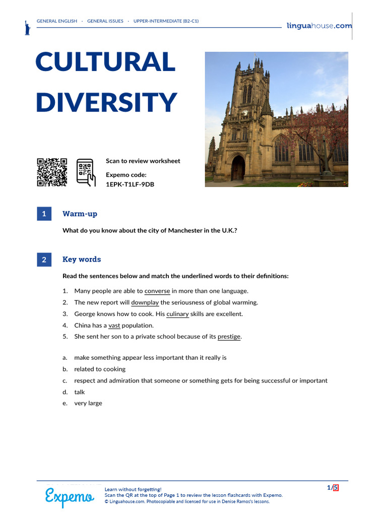 Cultural Diversity American English Teacher B2 C1 | PDF | English ...