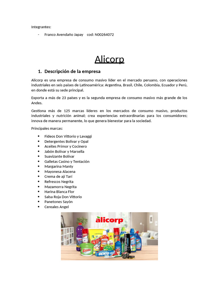 Entregable 1 - Alicorp | PDF