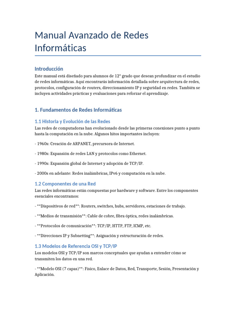 Manual Avanzado Redes Informaticas | PDF | Red de computadoras ...