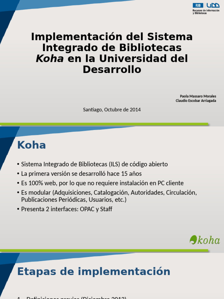 Koha UDD Implementacion | PDF | Archivo de computadora | Servidor (Computación)
