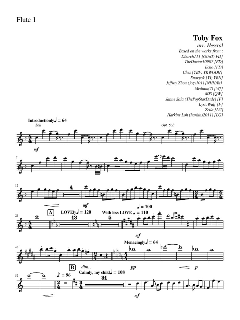 Undertale Highlights Suite For Concert Band-Flute 1 | PDF