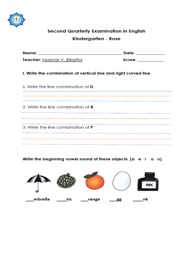 2ND Quarter Exam 2024-2025 Kinder | PDF