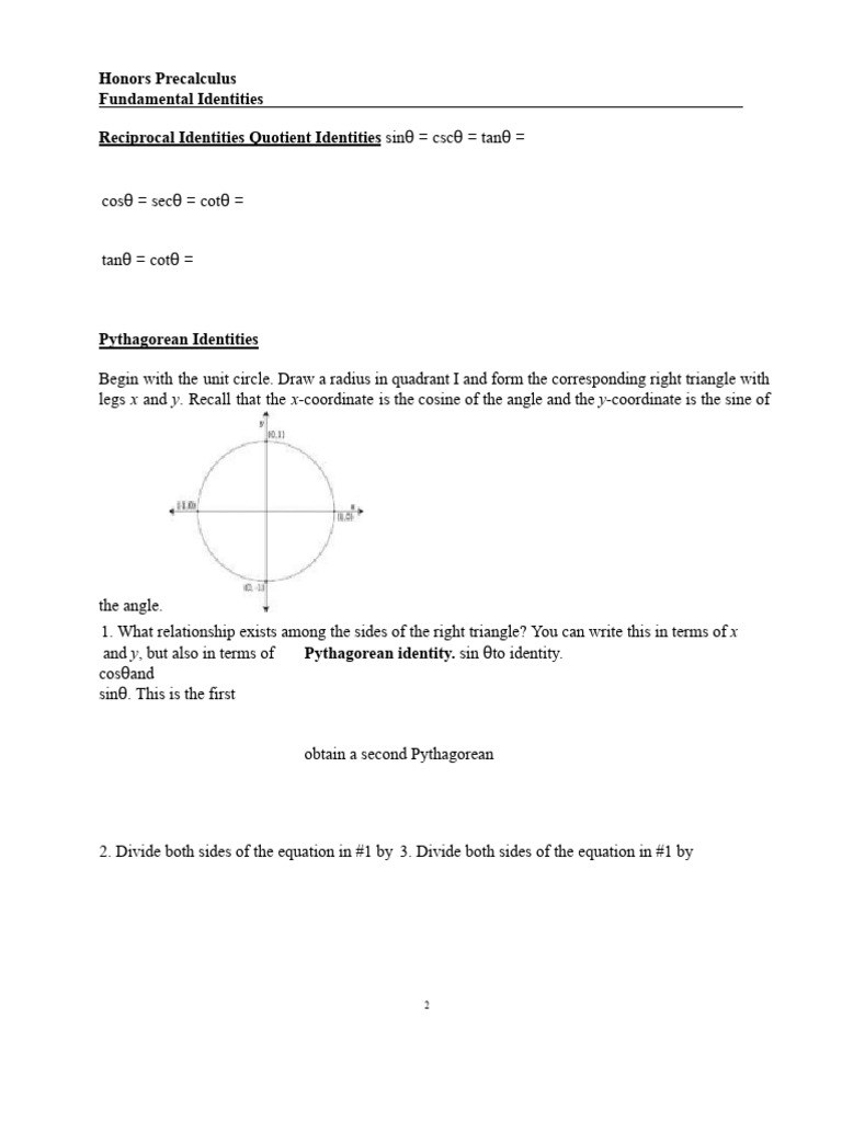 1 - Fundamental Identities | PDF | Trigonometric Functions | Algebra