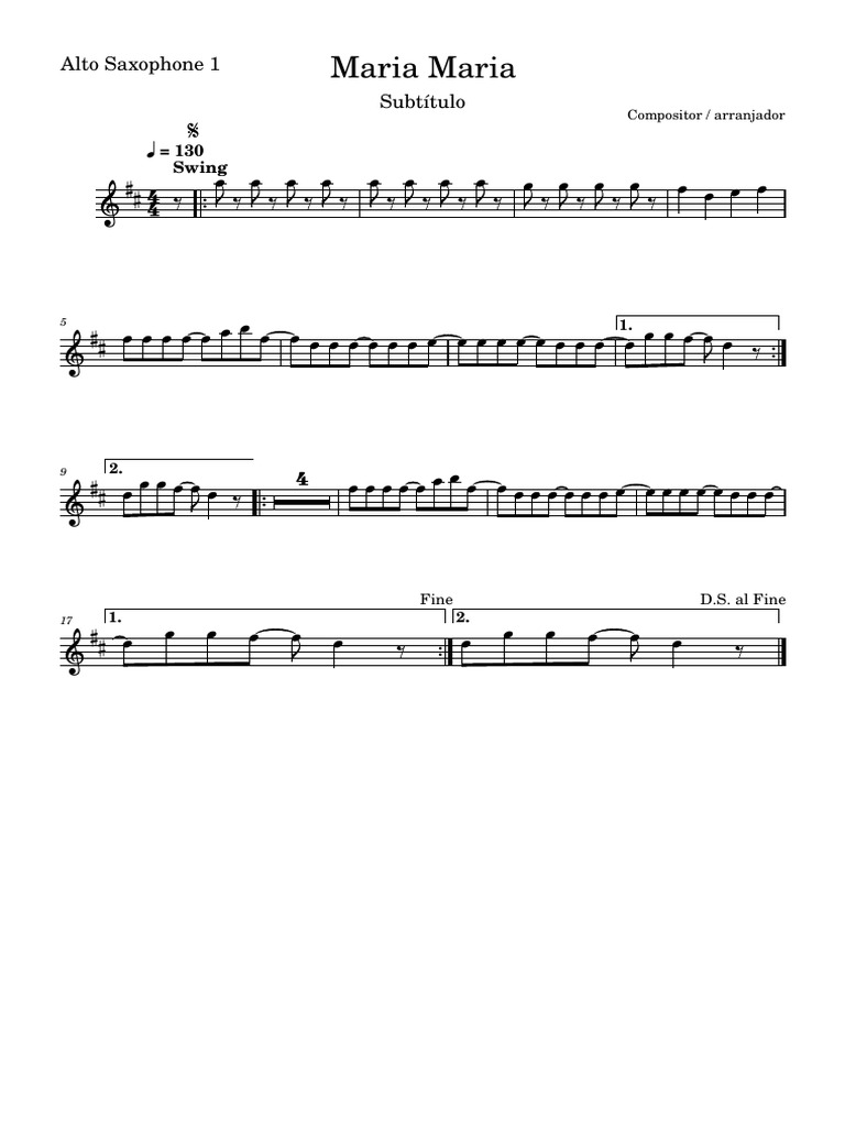 Maria Maria-Alto Saxophone 1 | PDF