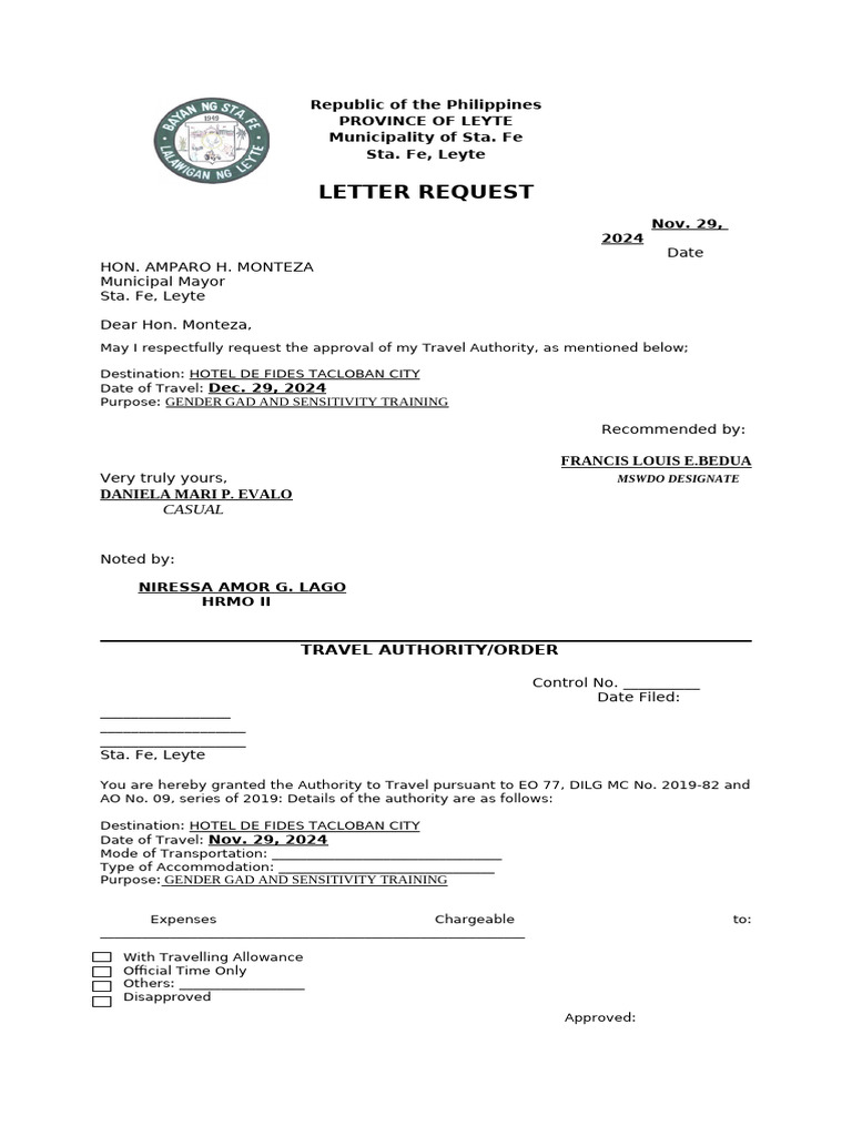 Travel Order New | PDF