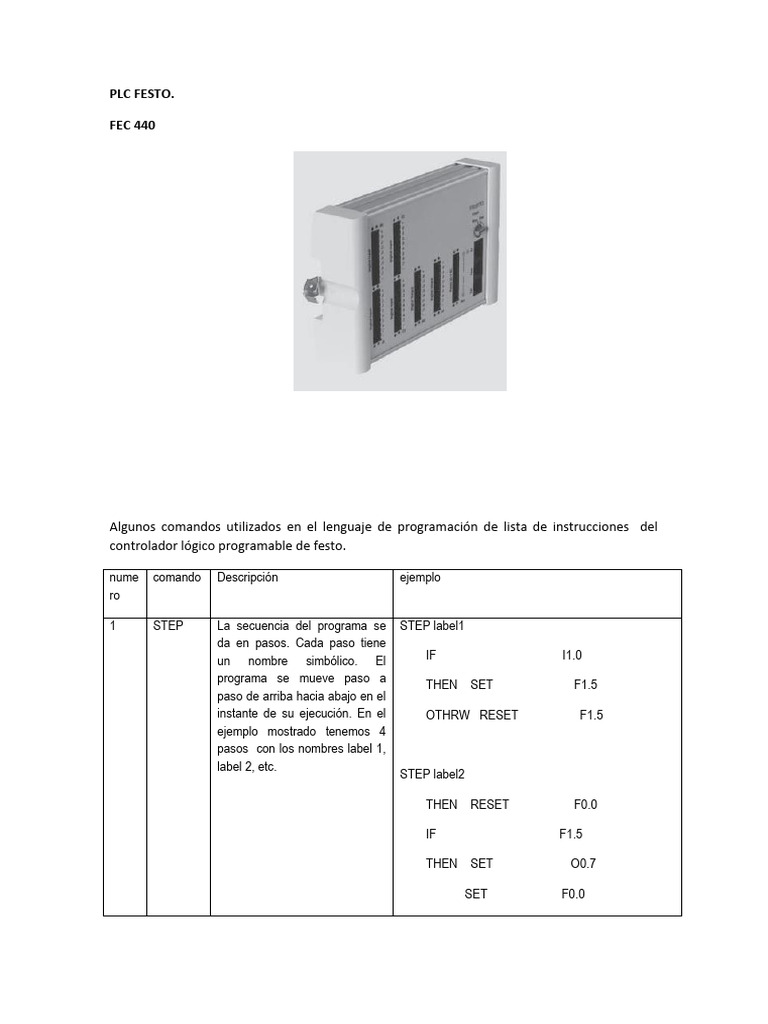 PLC Festo Fec 440 | PDF | Arquitectura de Computadores | Desarrollo de ...