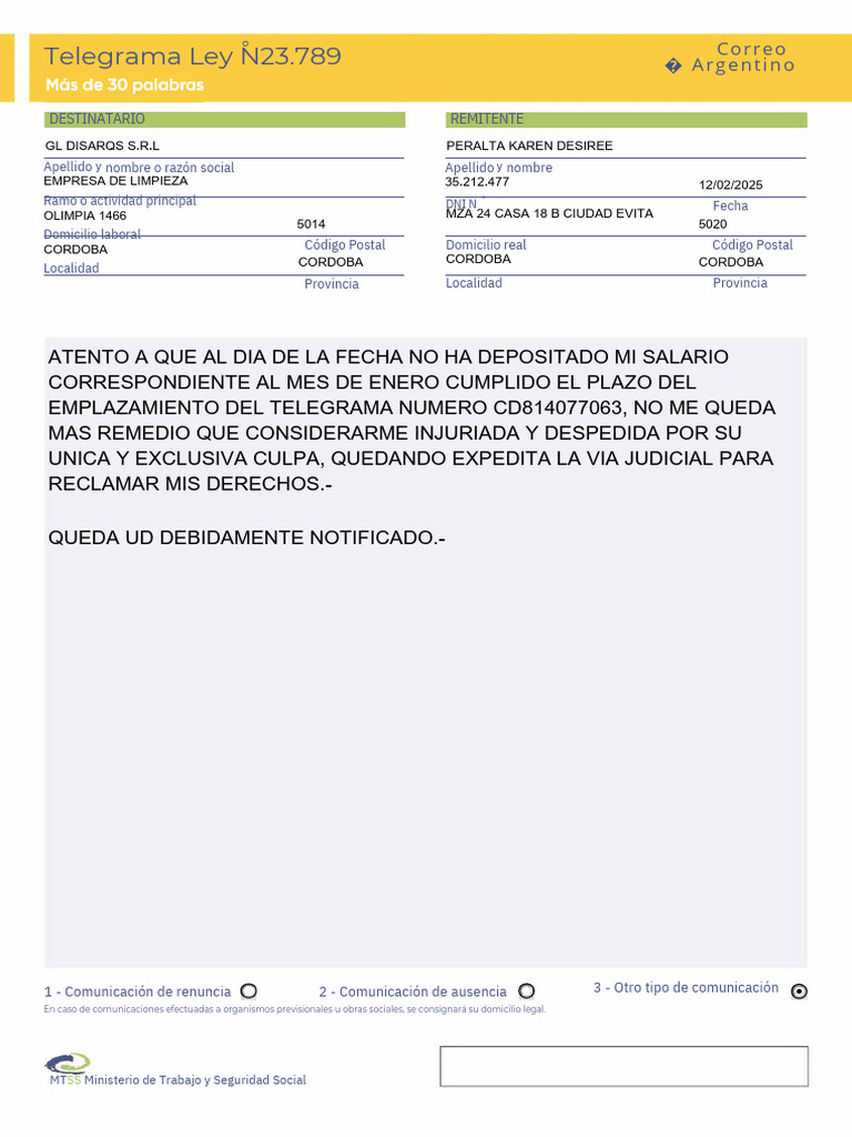 Telegrama Empresa n2.pdf - 20250220 - 124748 - 0000 | PDF