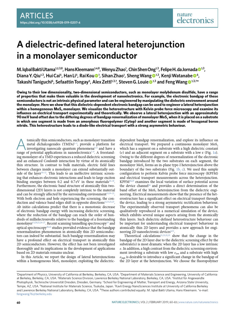 A Dielectric-Defined Lateral Heterojunction in A Monolayer ...
