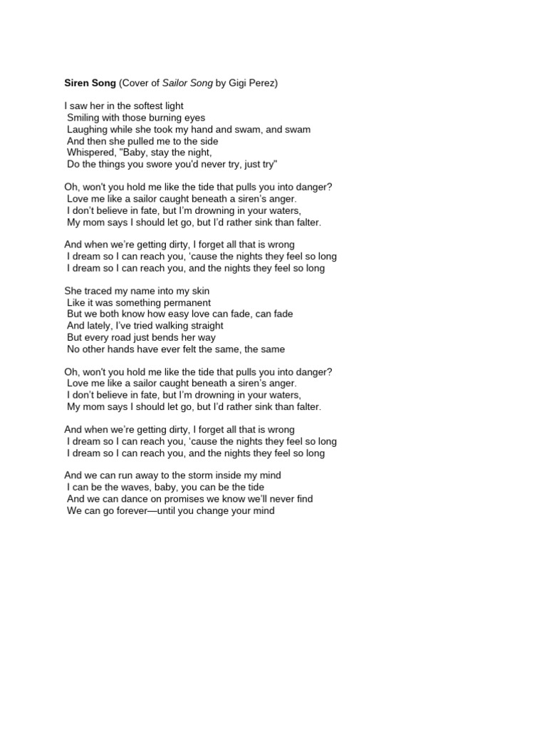 Siren Song (Sailor Song by Gigi Perez) | PDF